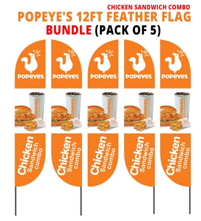 12ft Popeye’s Chicken Sandwich Combo Outdoor Advertising Feather Flags ...